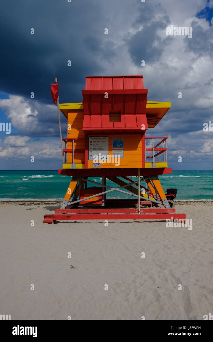 Colorful lifeguard stand in Miami Beach, Florida Stock Photo - Alamy