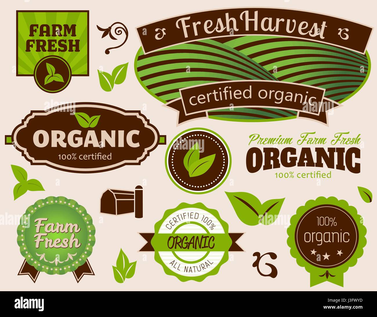 Organic Labels Set of Organic Labels and Design Elements Stock Vector ...