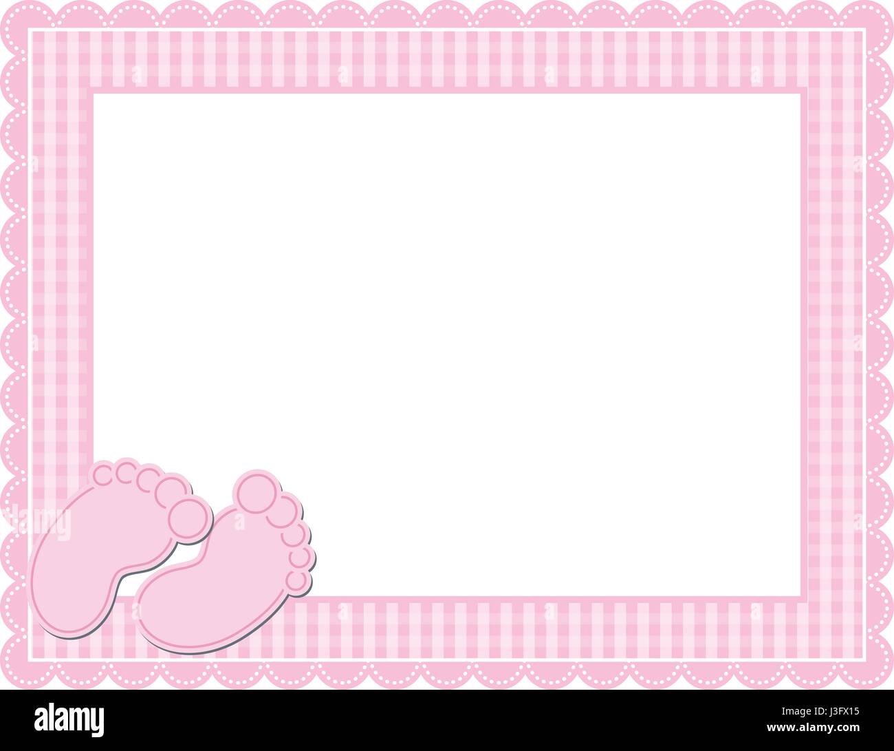 Pink Baby Footprints Border