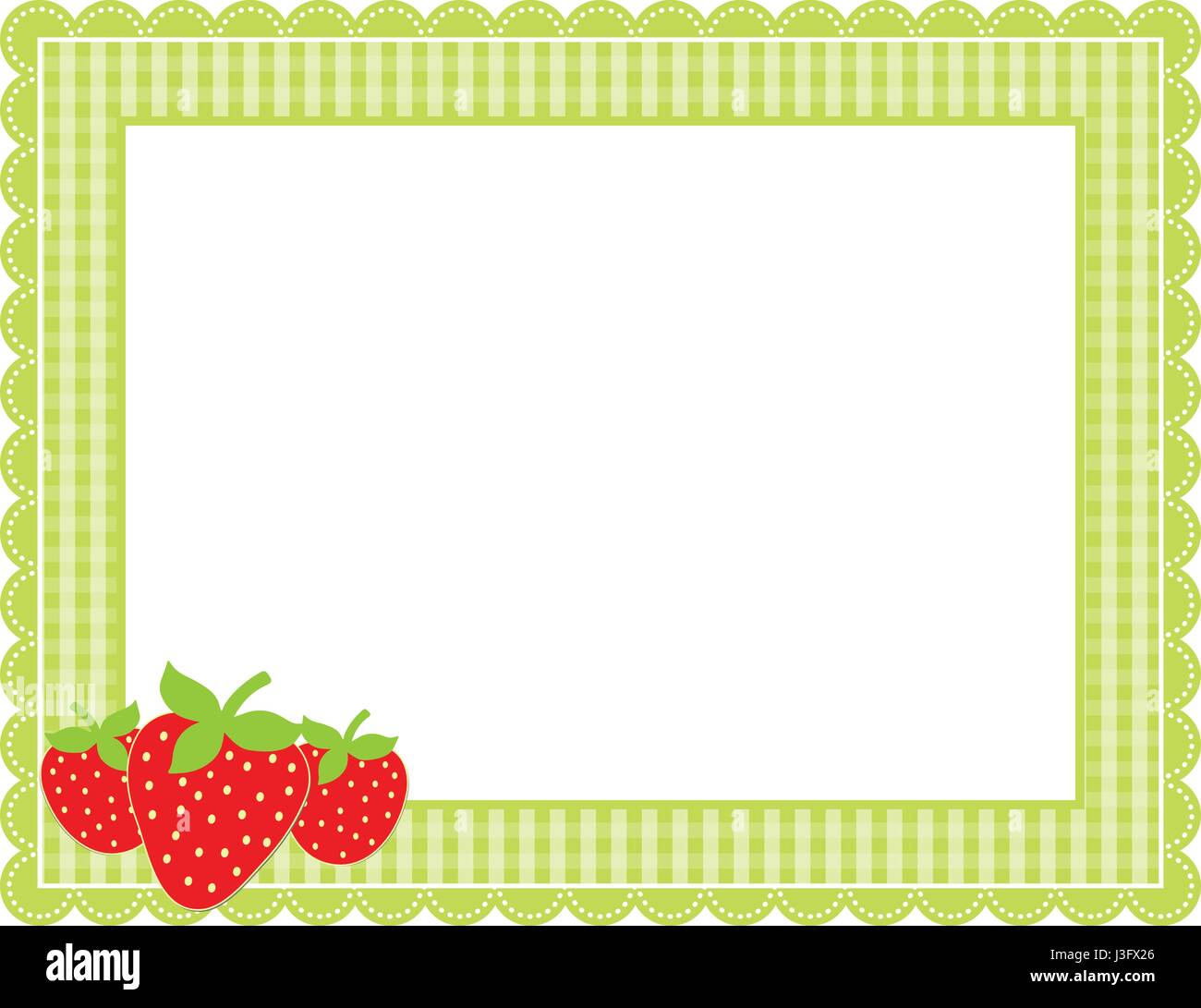 Strawberry Gingham Frame-Gingham patterned frame with scalloped border ...