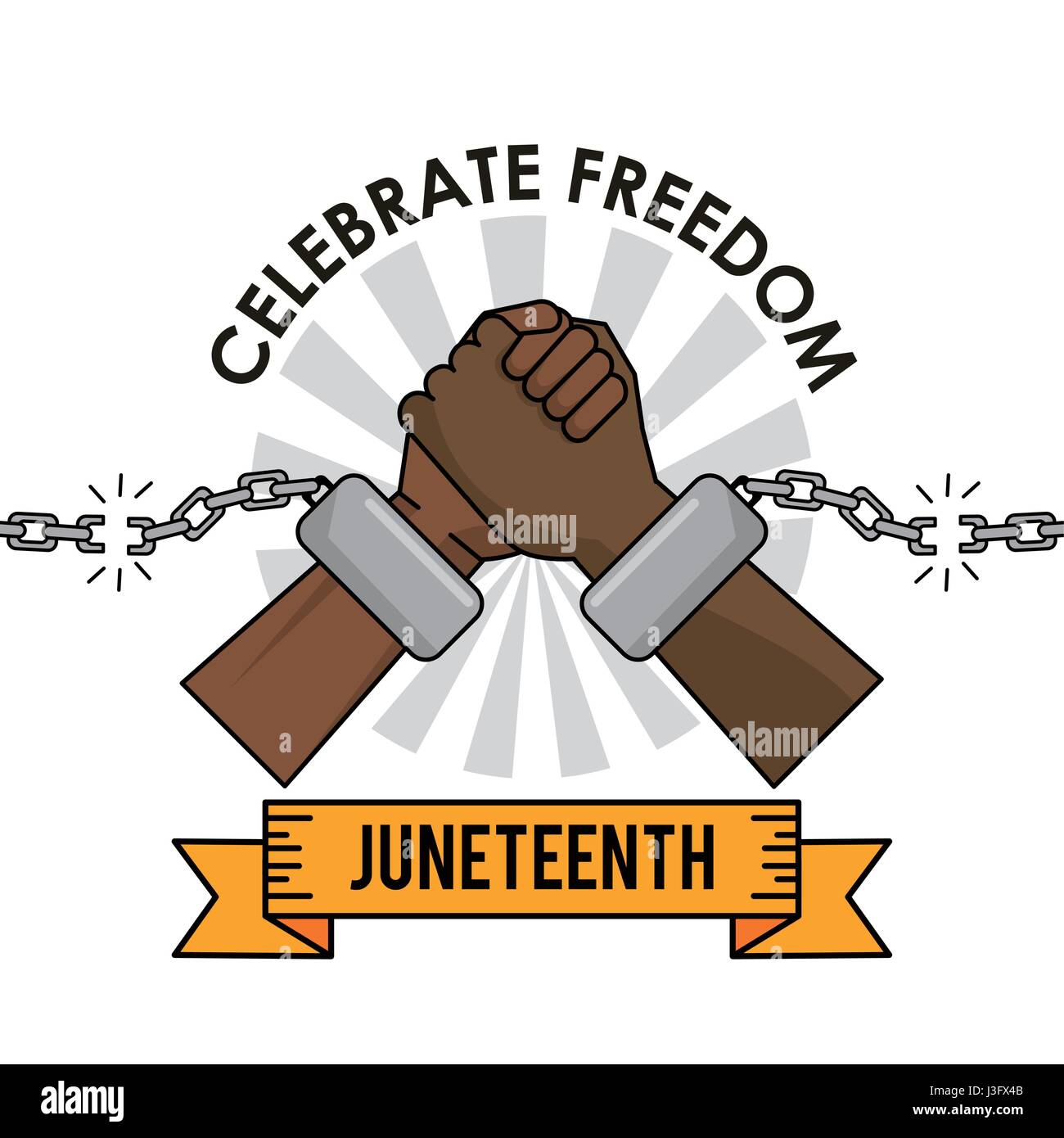 juneteenth day celebrate freedom broken chain hands Stock Vector Image ...
