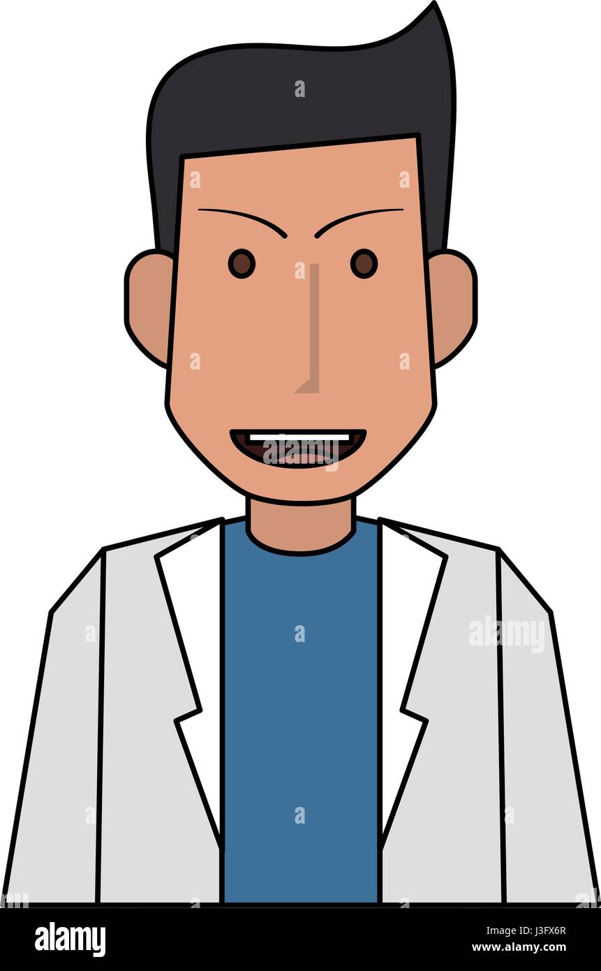 colorful silhouette half body caricature doctor male Stock Vector Image ...