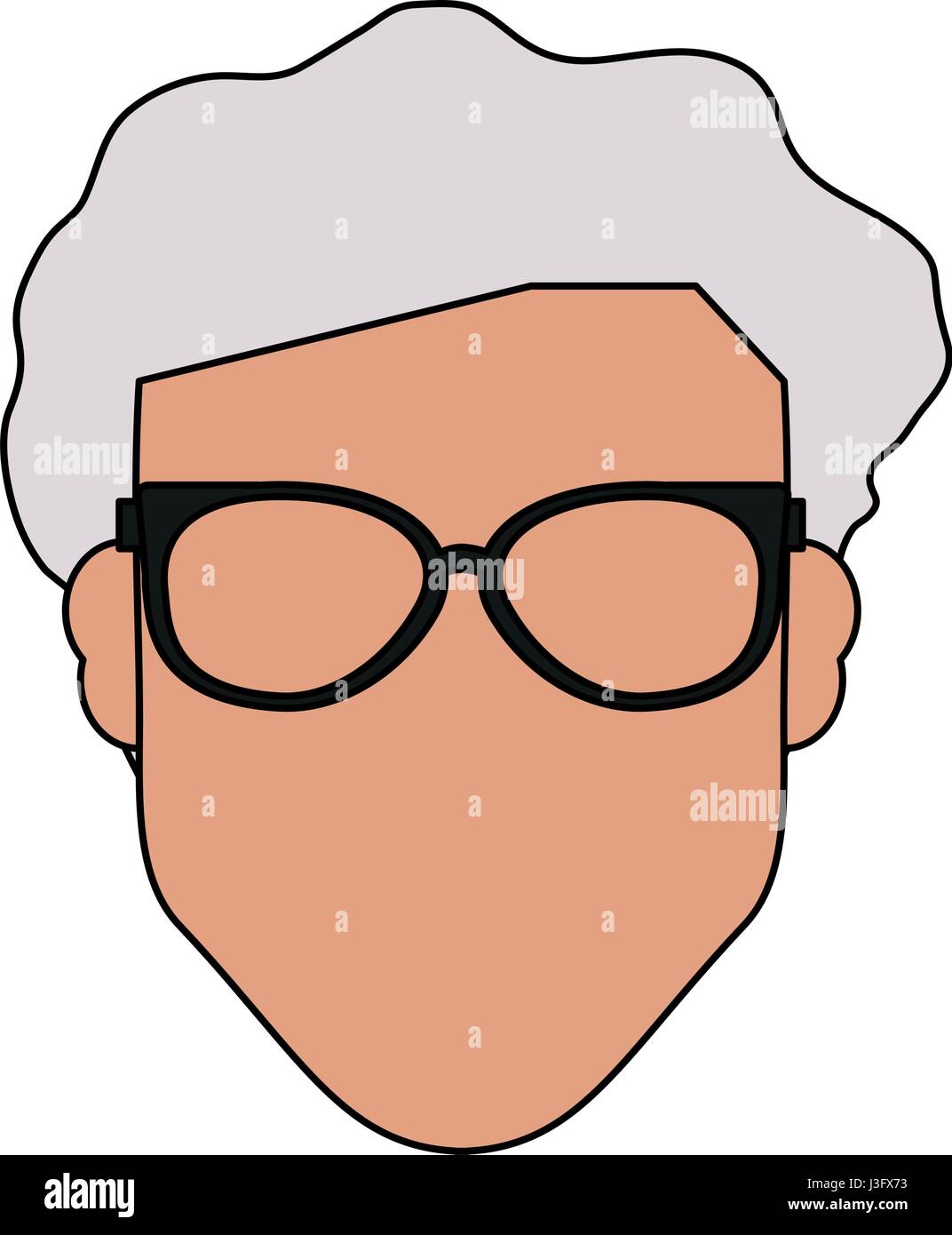 colorful silhouette front view faceless old man with glasses Stock ...
