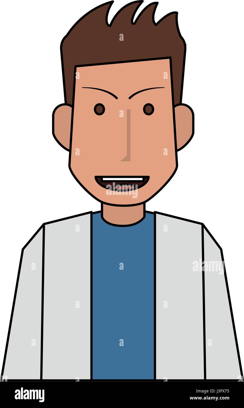 colorful silhouette half body caricature doctor male smiling Stock ...