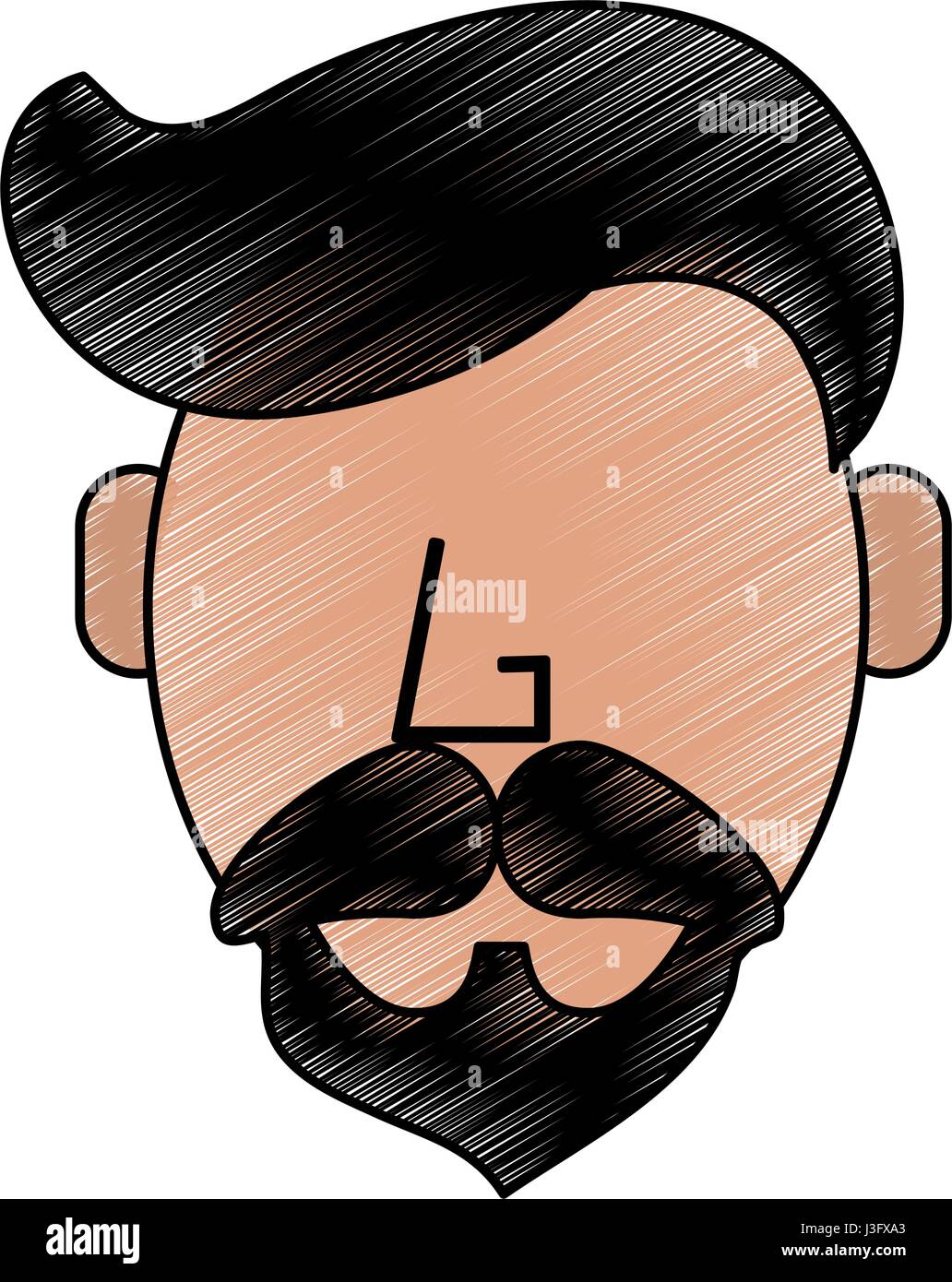 color pencil front view faceless caricature old man bearded Stock ...