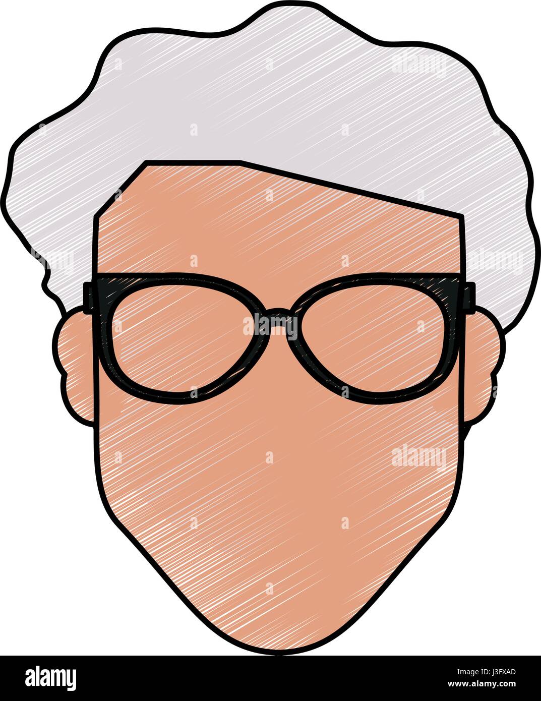 color pencil front view faceless old man with glasses Stock Vector ...