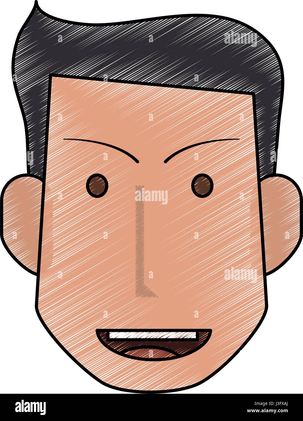 color pencil front face man with hairstyle and smile Stock Vector Image ...