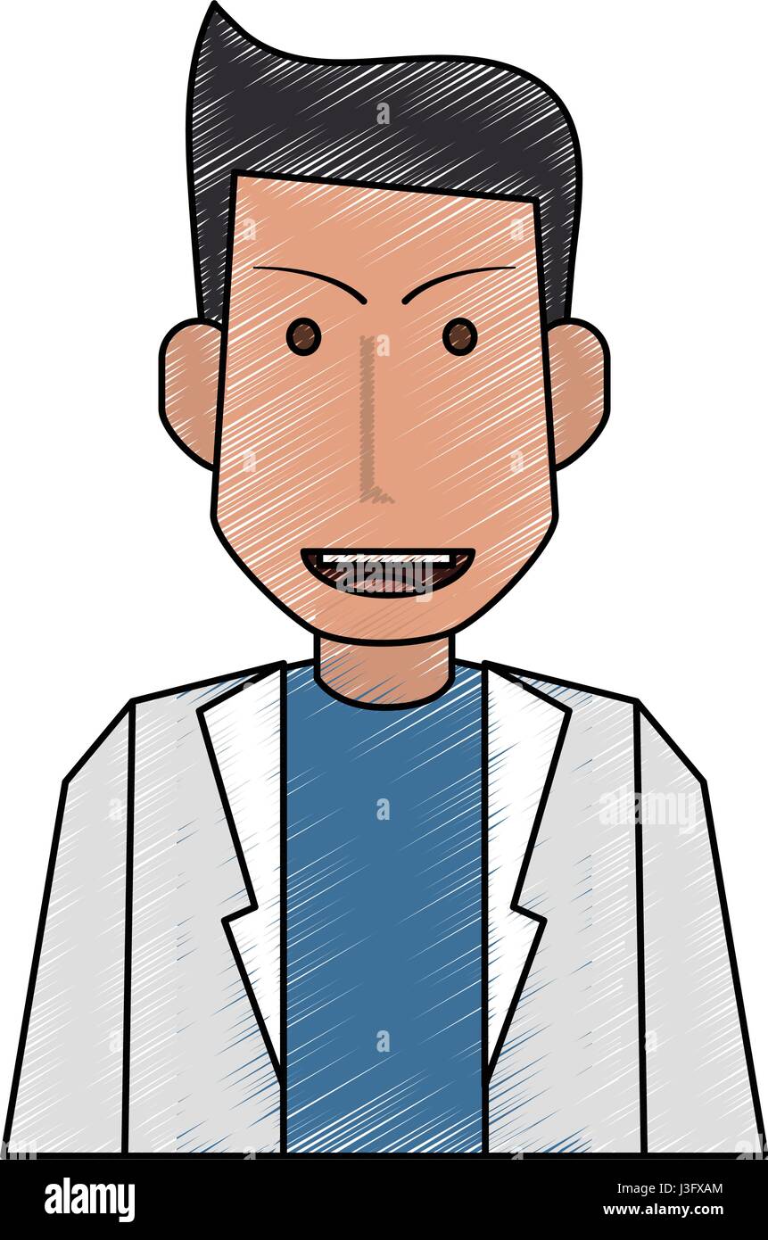 color pencil half body caricature doctor male Stock Vector Image & Art ...