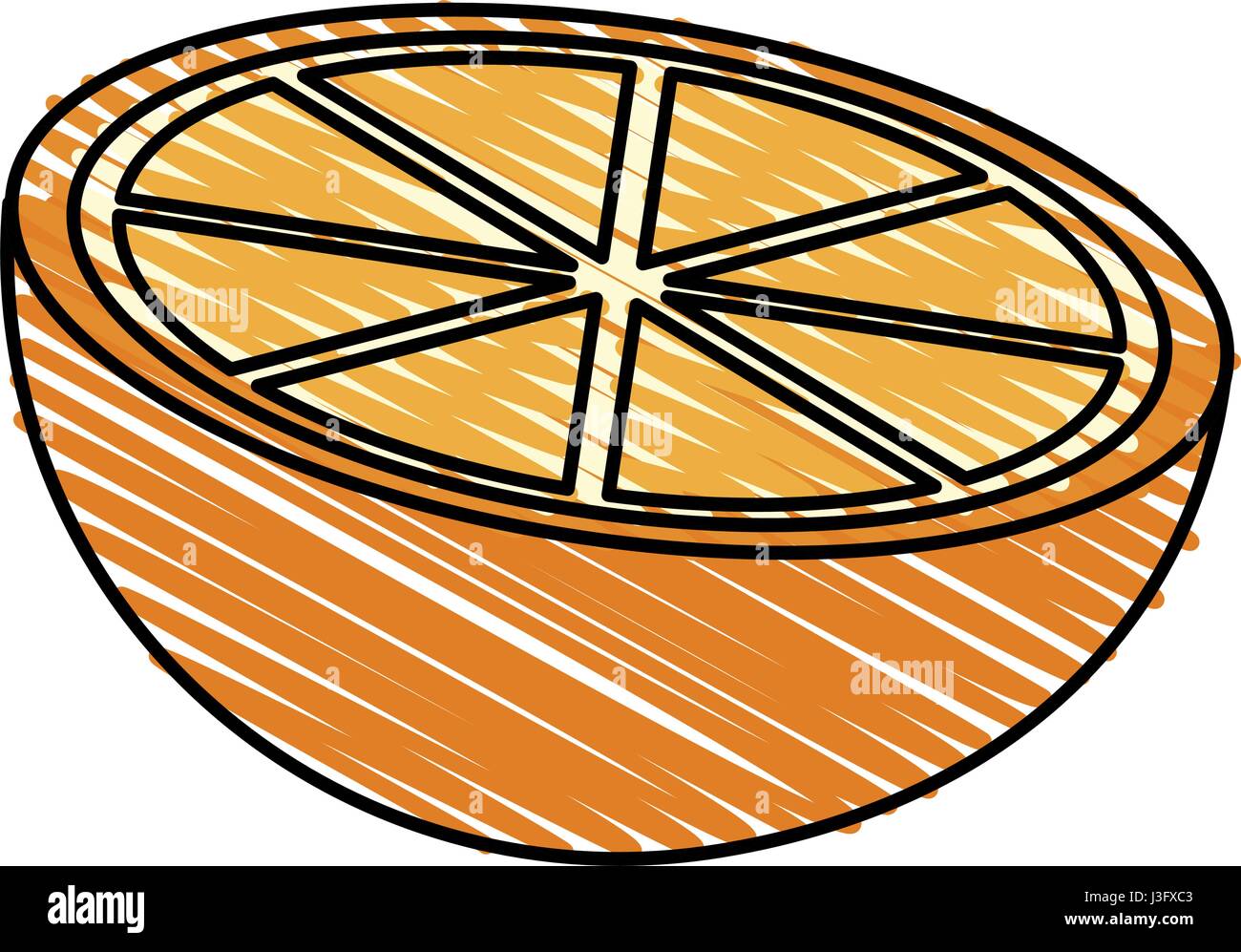 color crayon stripe side view slice orange fruit Stock Vector Image ...