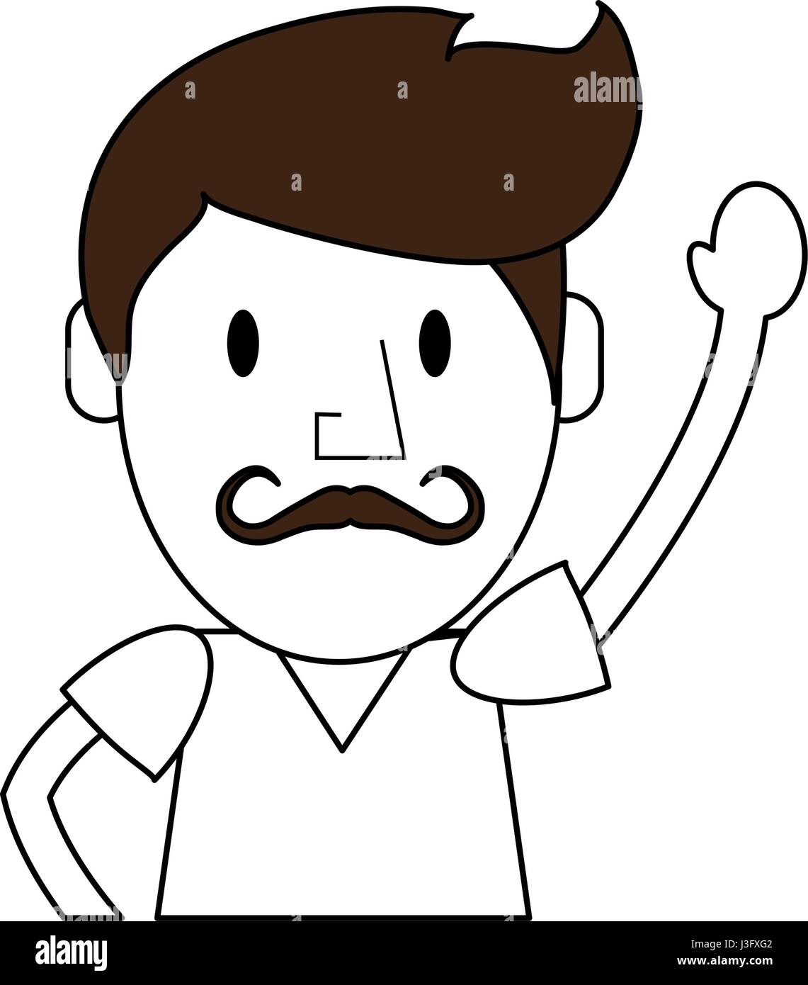 sketch color silhouette half body caricature old man with moustache ...