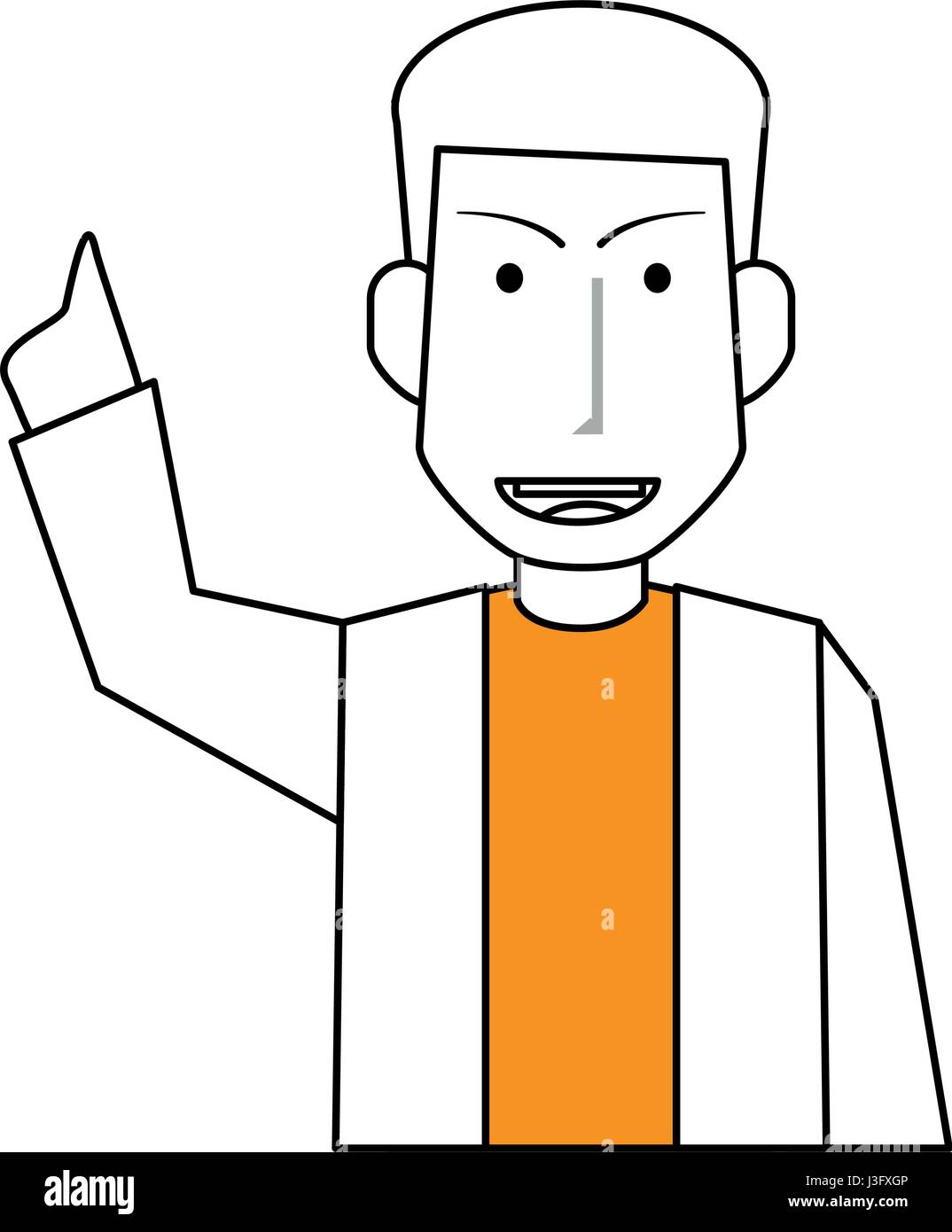 sketch color silhouette half body caricature doctor male with hand up ...