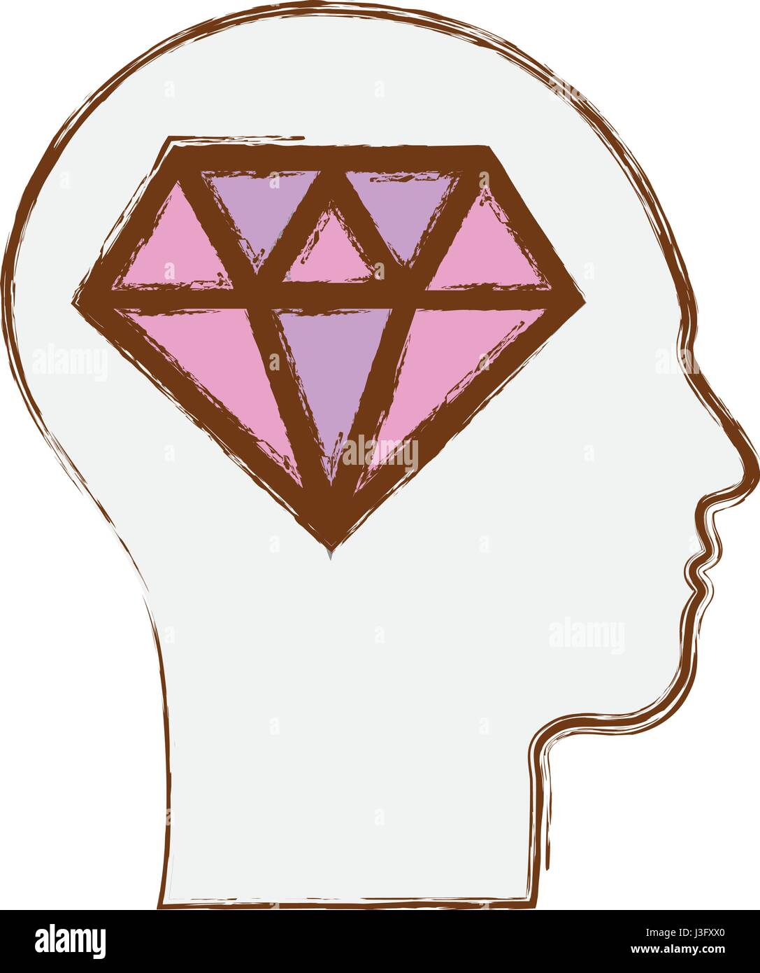 line silhouette head with diamond inside Stock Vector Image & Art - Alamy