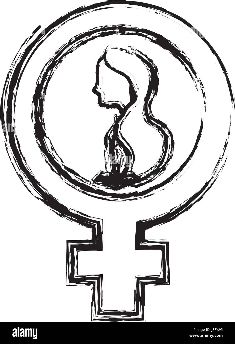 contour girl inside woman symbol Stock Vector Image & Art - Alamy