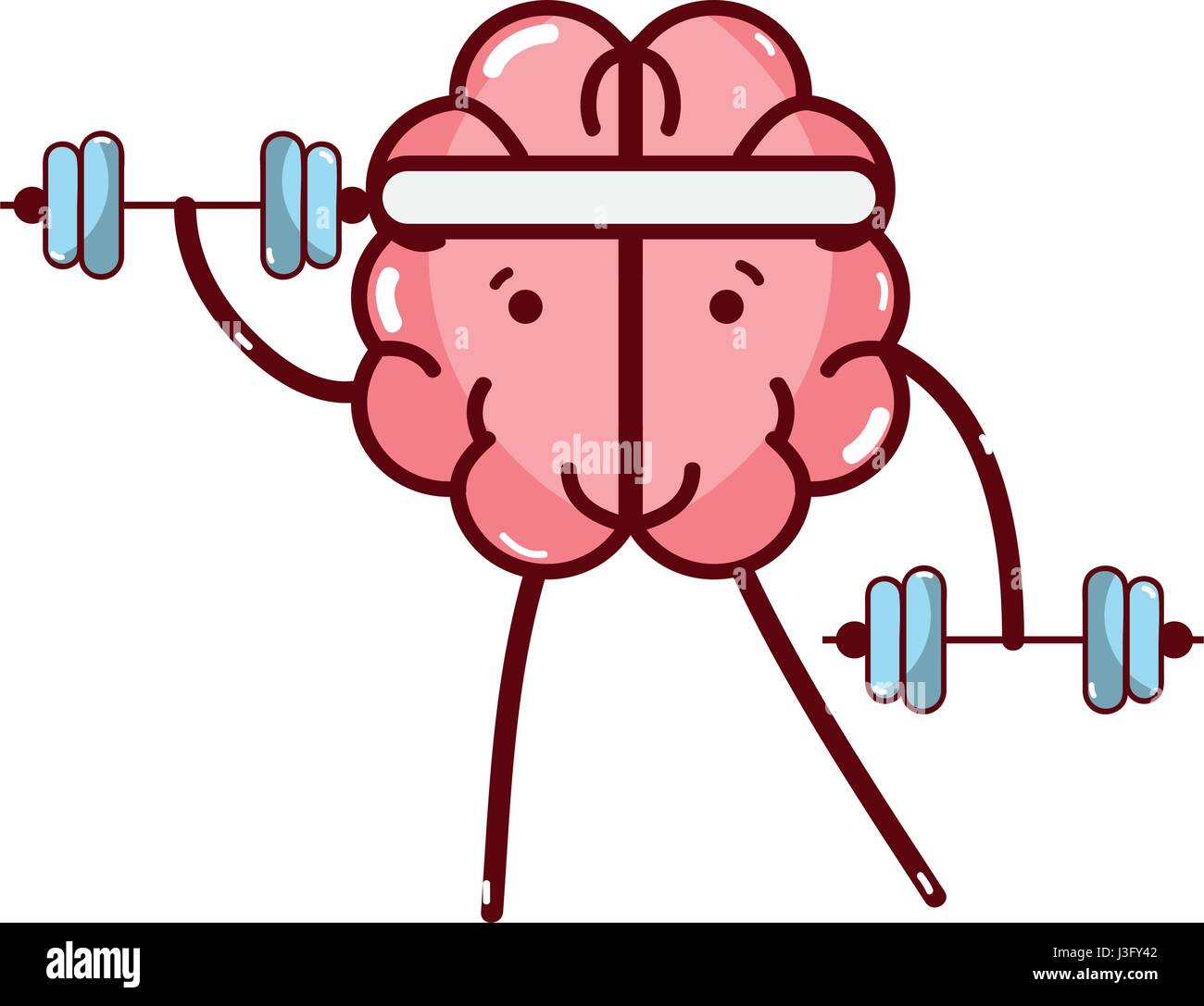 icon adorable kawaii brain doing exercise Stock Vector Image & Art - Alamy