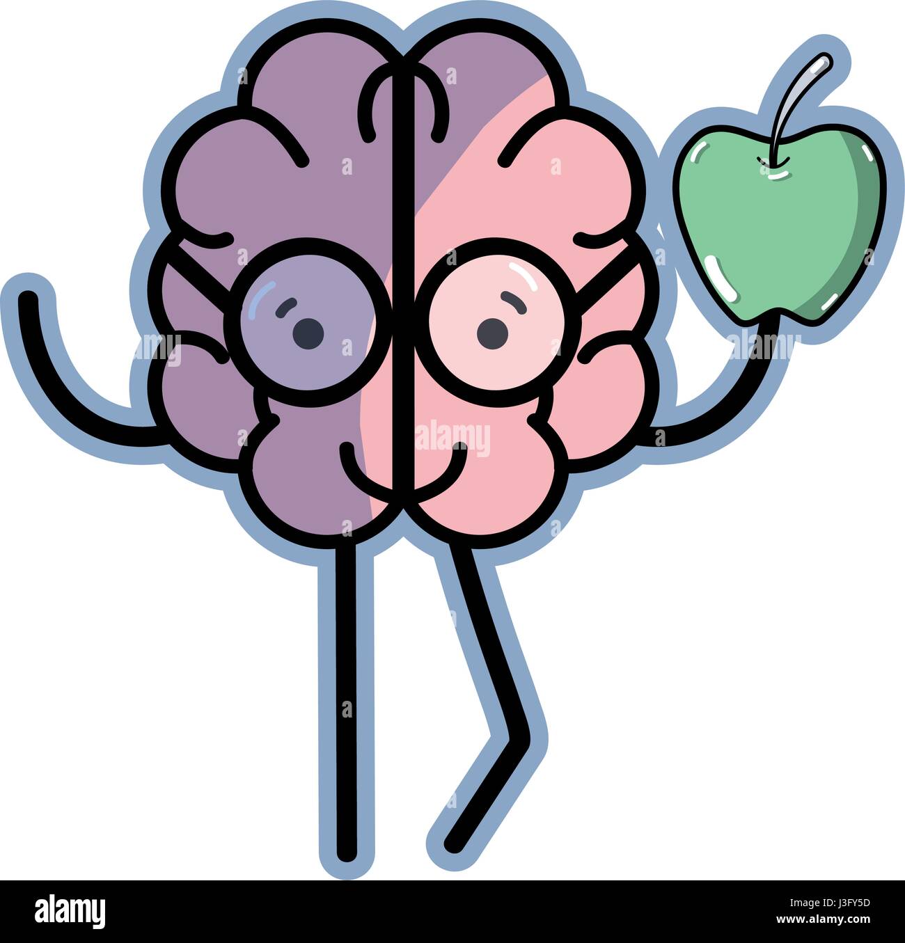icon adorable kawaii brain eating apple Stock Vector Image & Art - Alamy