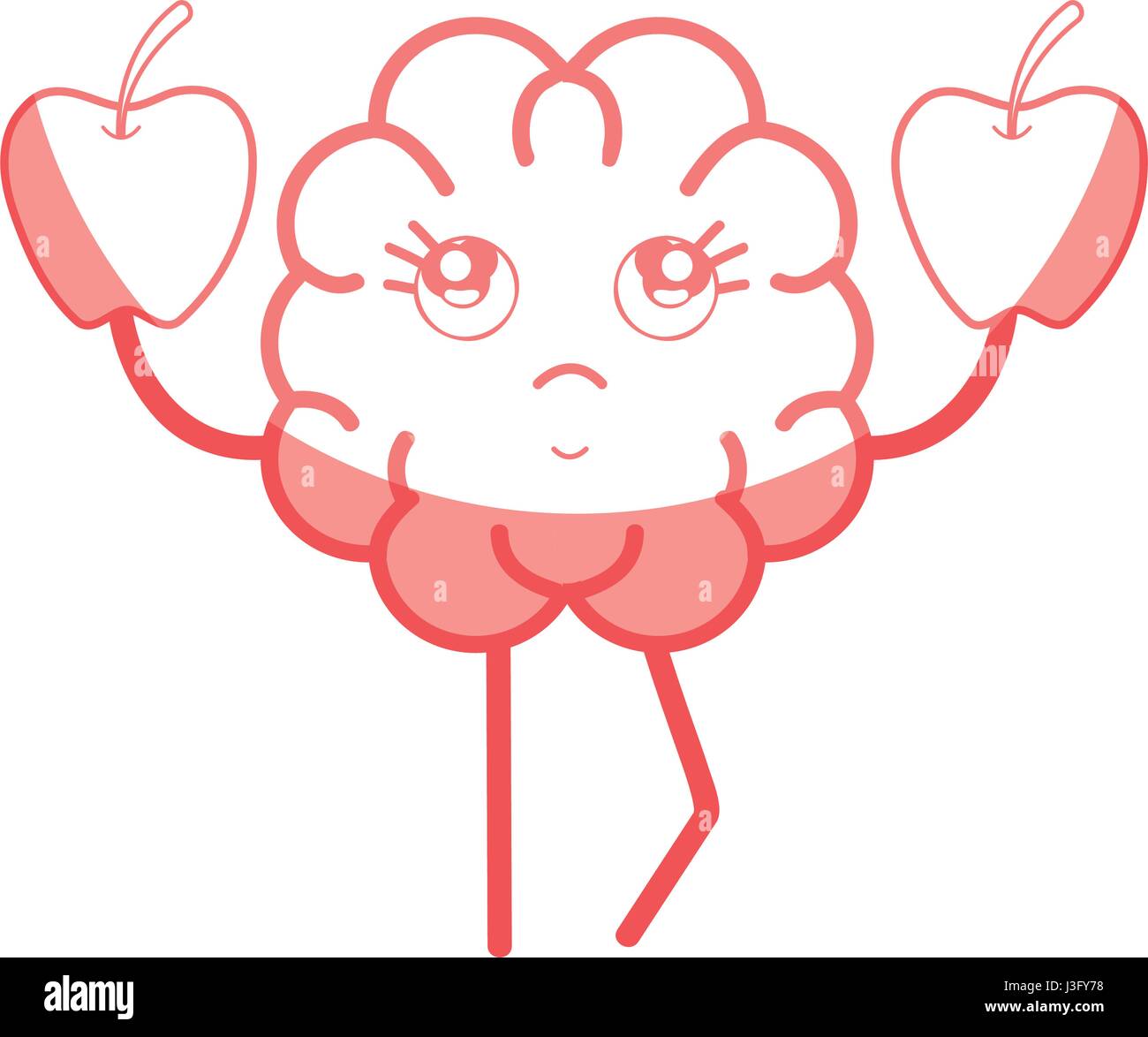 icon adorable kawaii brain eating apple Stock Vector Image & Art - Alamy