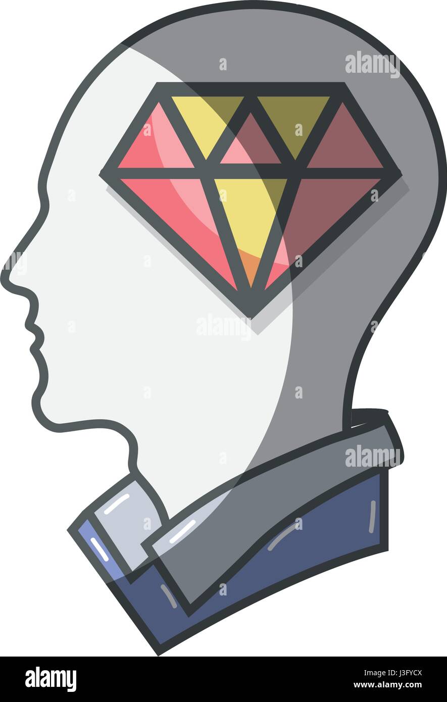 color silhouette head with diamond inside Stock Vector Image & Art - Alamy
