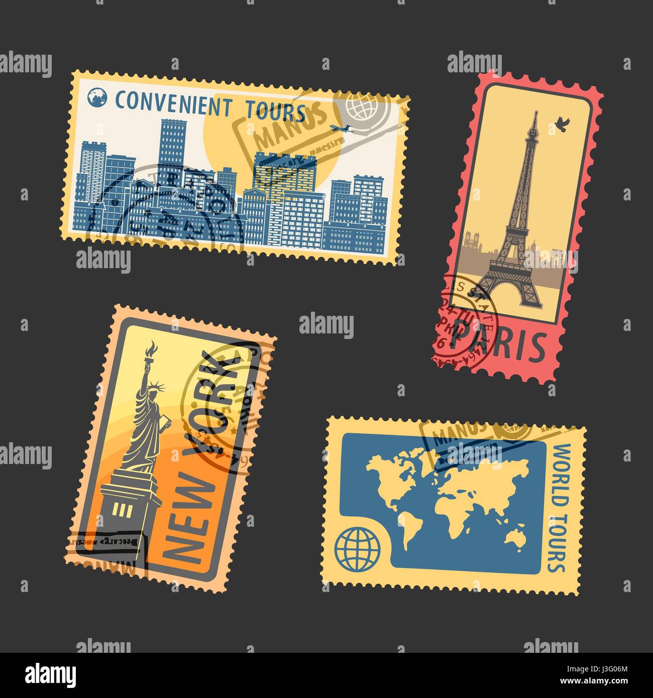 Set of Postage Stamps Vector Illustration Stock Vector Image & Art - Alamy