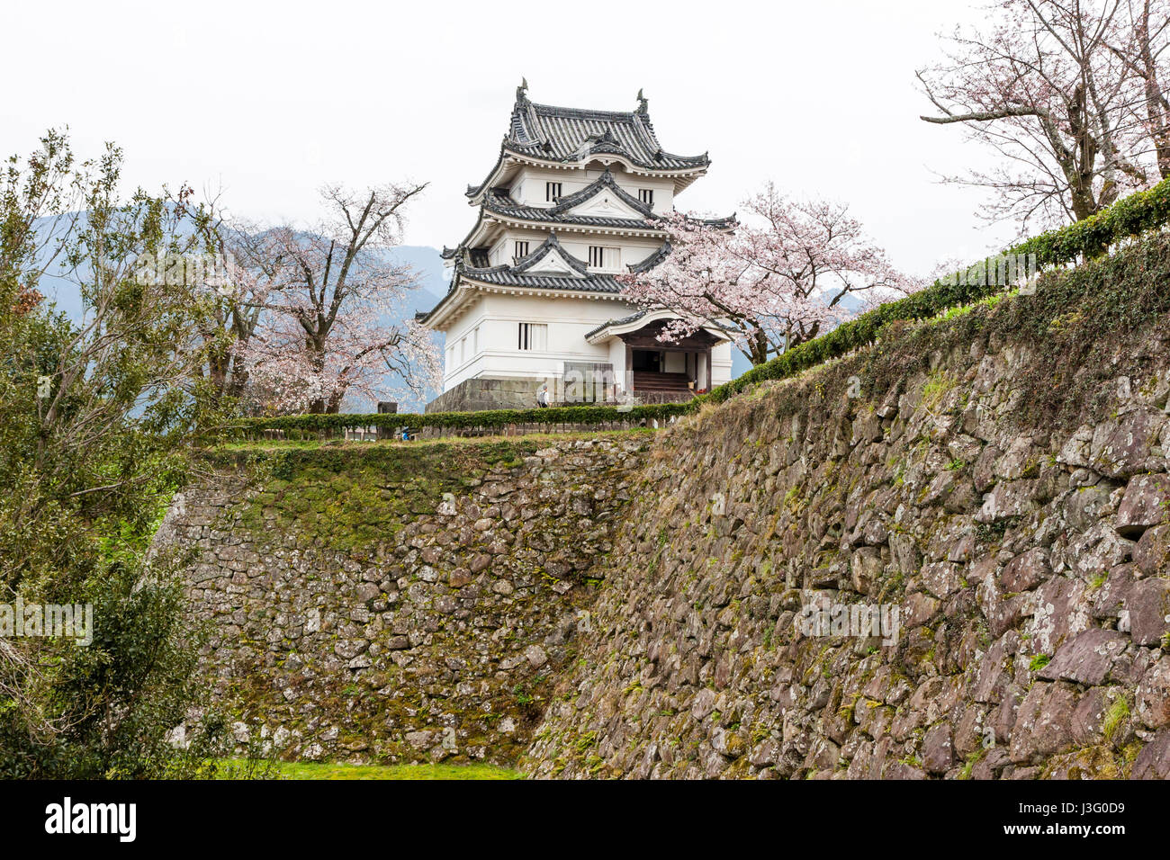 Japan, Ehime, Uwajima castle, AKA Tsurushima-jo. Main keep, tenshu ...