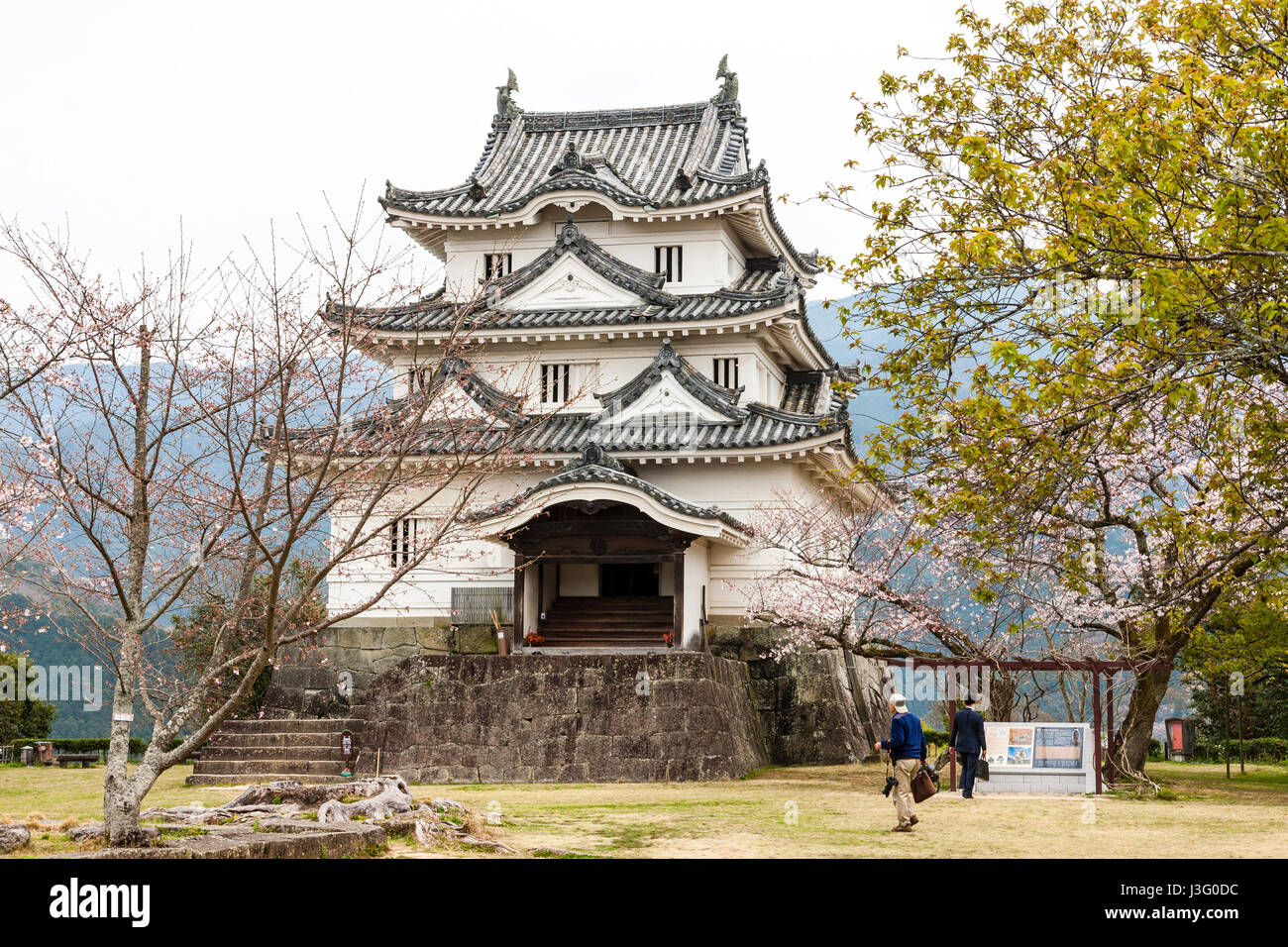 Japan, Ehime, Uwajima castle, AKA Tsurushima-jo. Main keep, tenshu ...