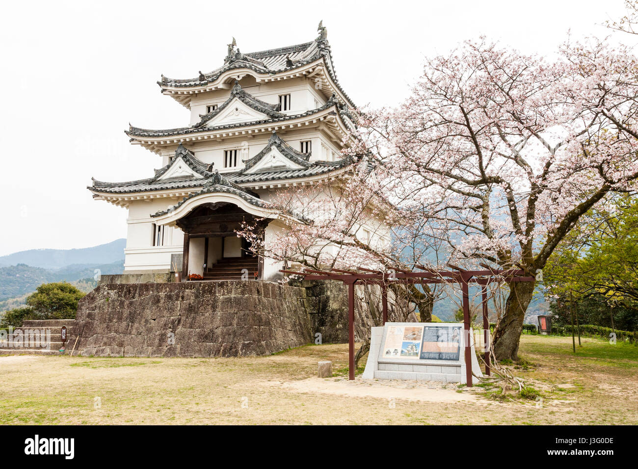Japan, Ehime, Uwajima castle, AKA Tsurushima-jo. Main keep, tenshu ...