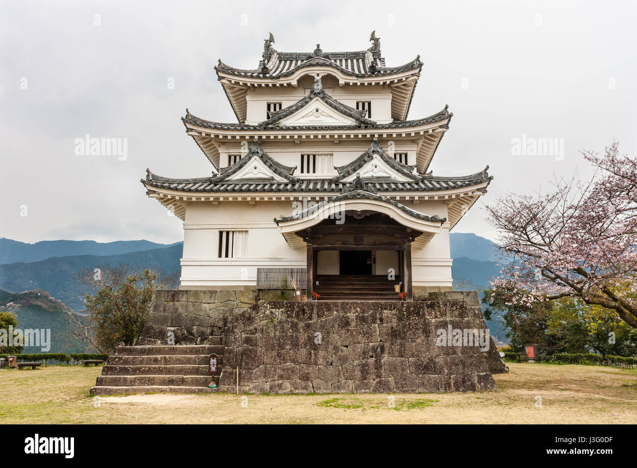 Japan, Ehime, Uwajima castle, AKA Tsurushima-jo. Main keep, tenshu ...