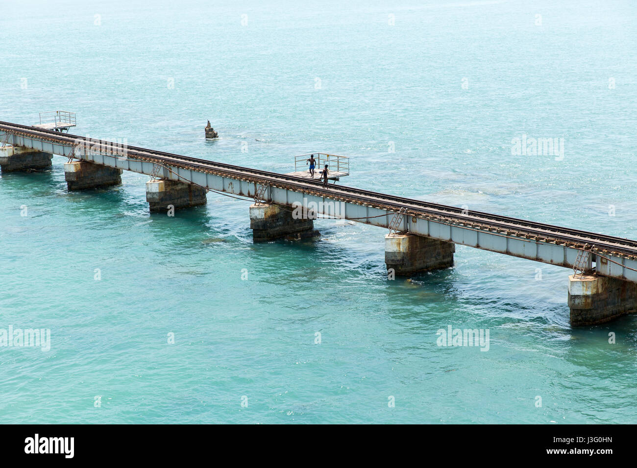 Bridge for train Rameswaram India Tamil Nadu sea Stock Photo - Alamy