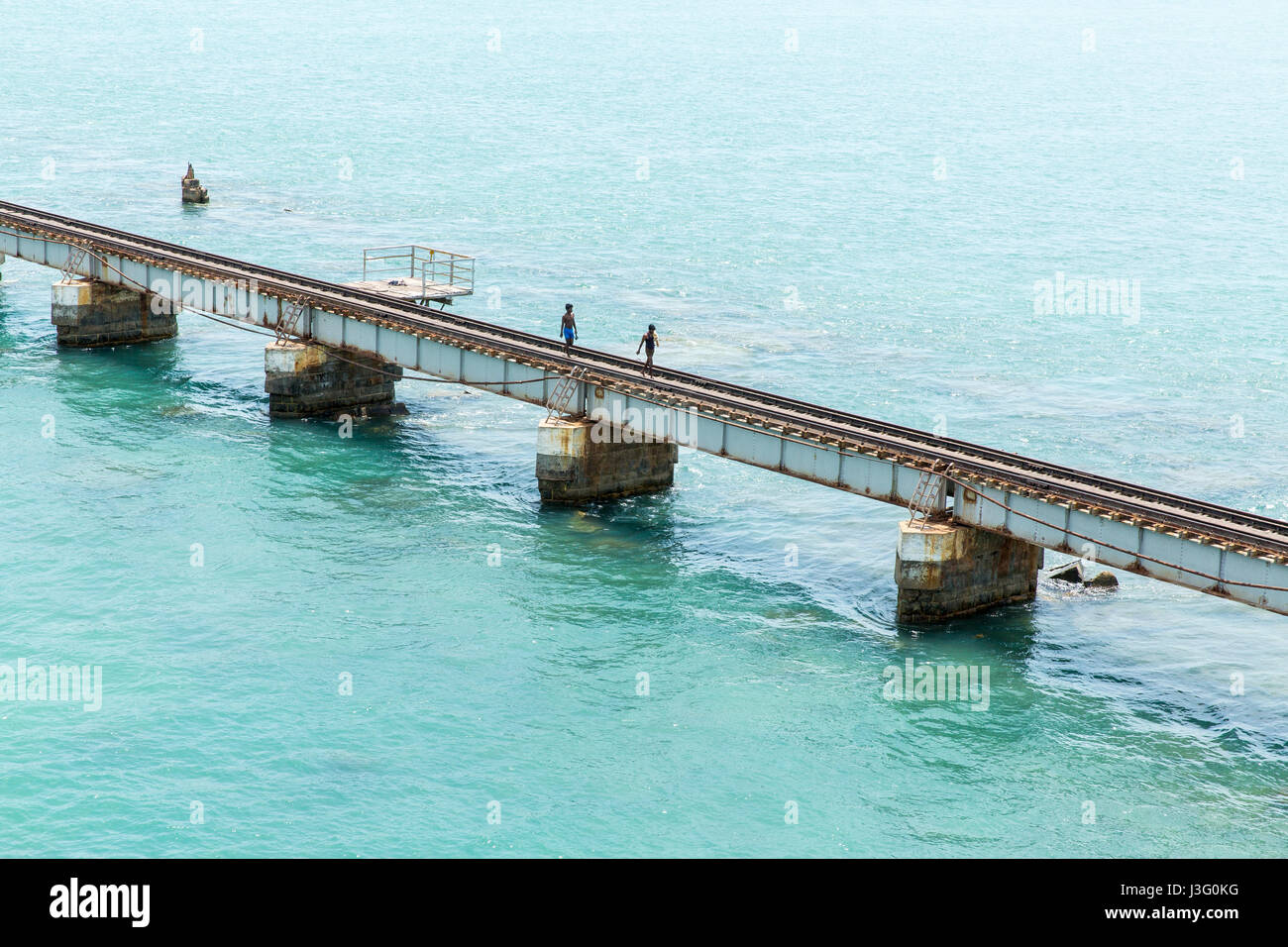 Bridge for train Rameswaram India Tamil Nadu sea Stock Photo - Alamy