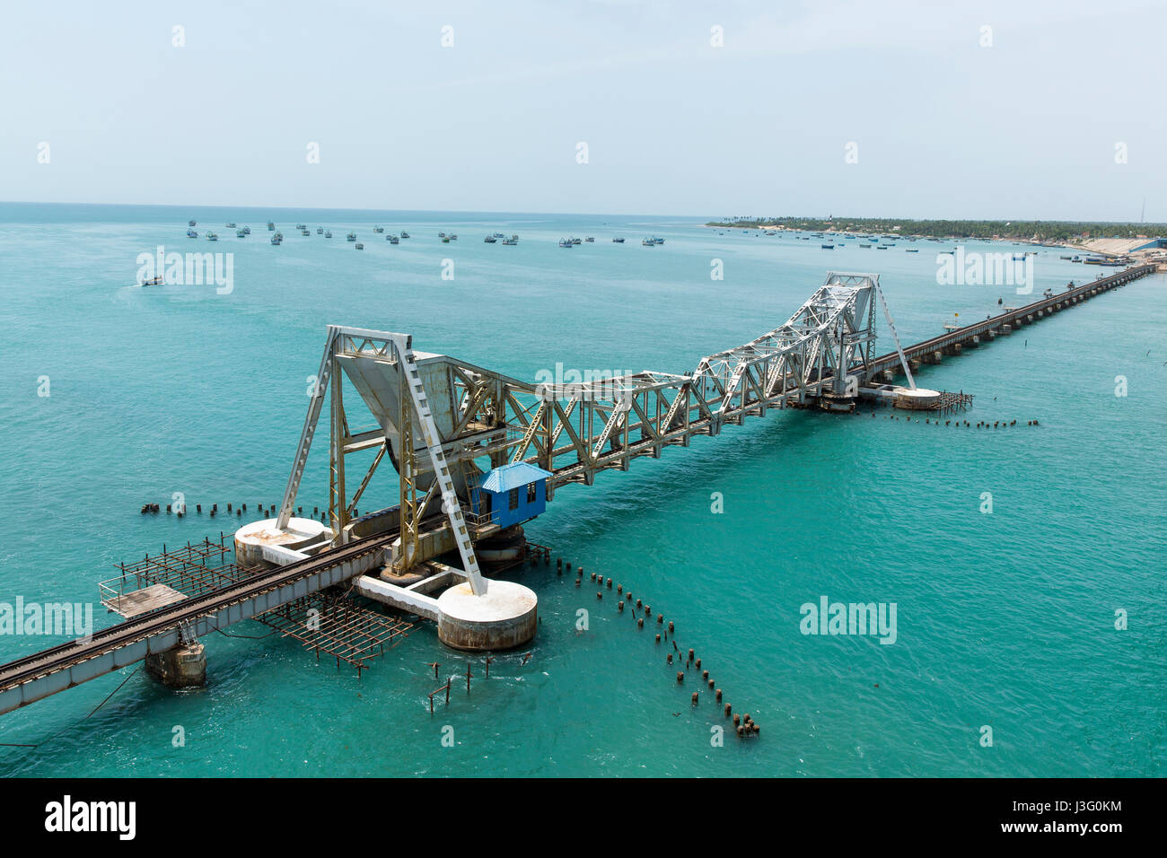 Bridge for train Rameswaram India Tamil Nadu sea Stock Photo - Alamy