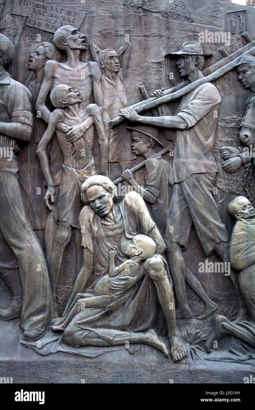 A relief at the Tiglachin (or Derg) Monument in Addis Ababa, Ethiopia ...