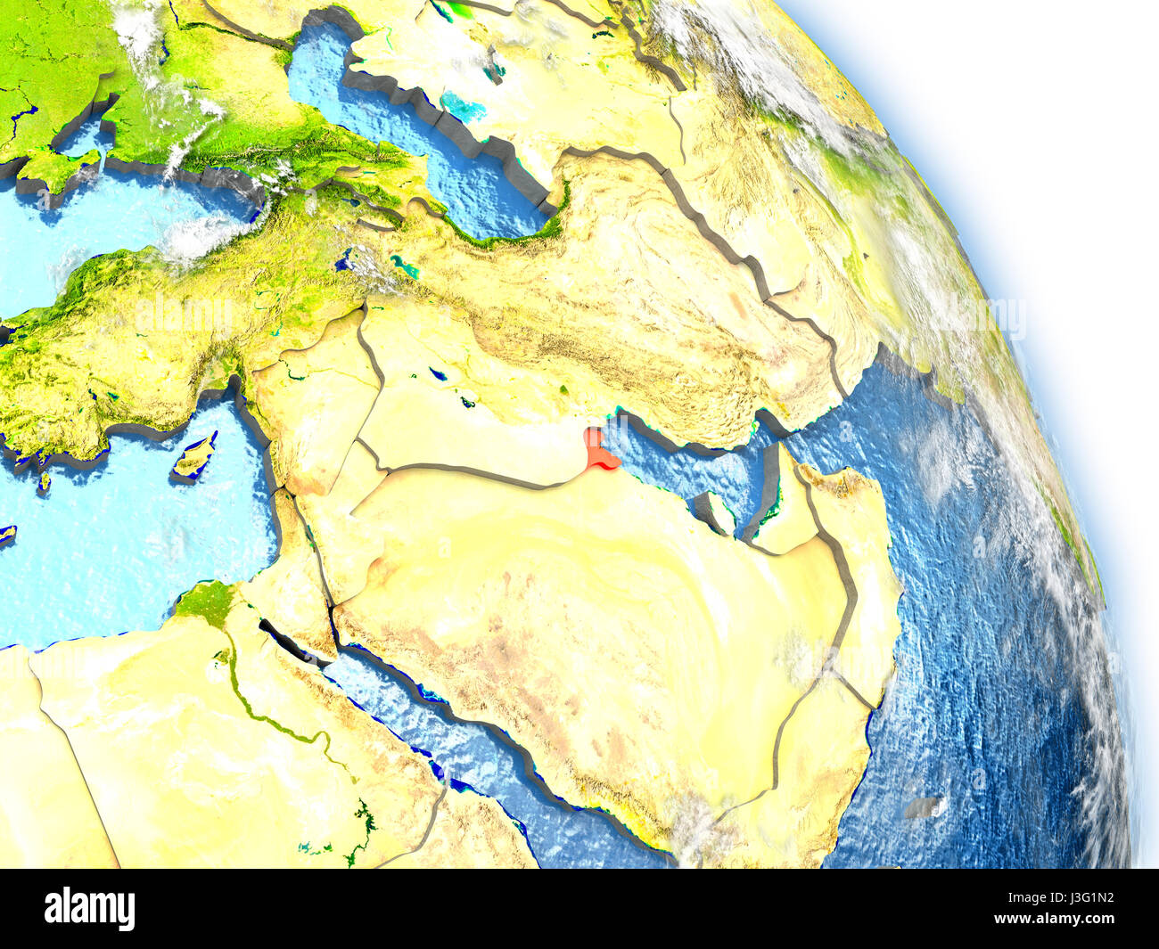 Kuwait map satellite geography hi-res stock photography and images - Alamy