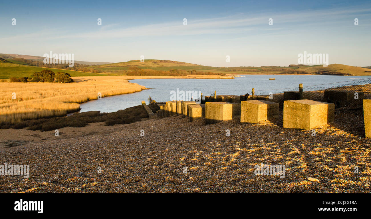 A line of Second World War tank traps forms of defensive line across ...