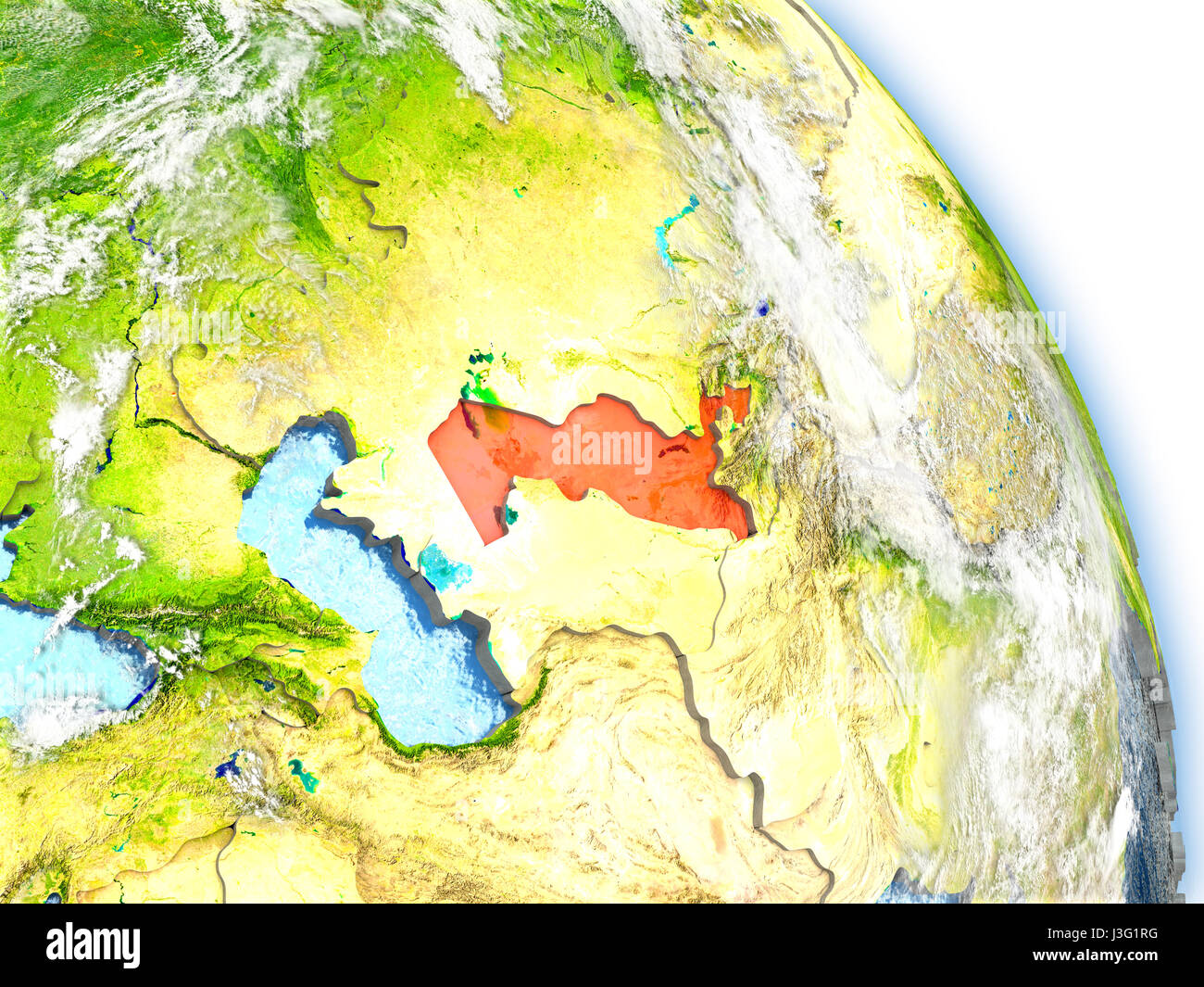 Uzbekistan map satellite geography hi-res stock photography and images ...
