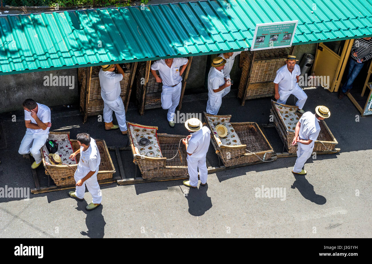 The traditional wicker basket toboggan used to carry tourist down from ...