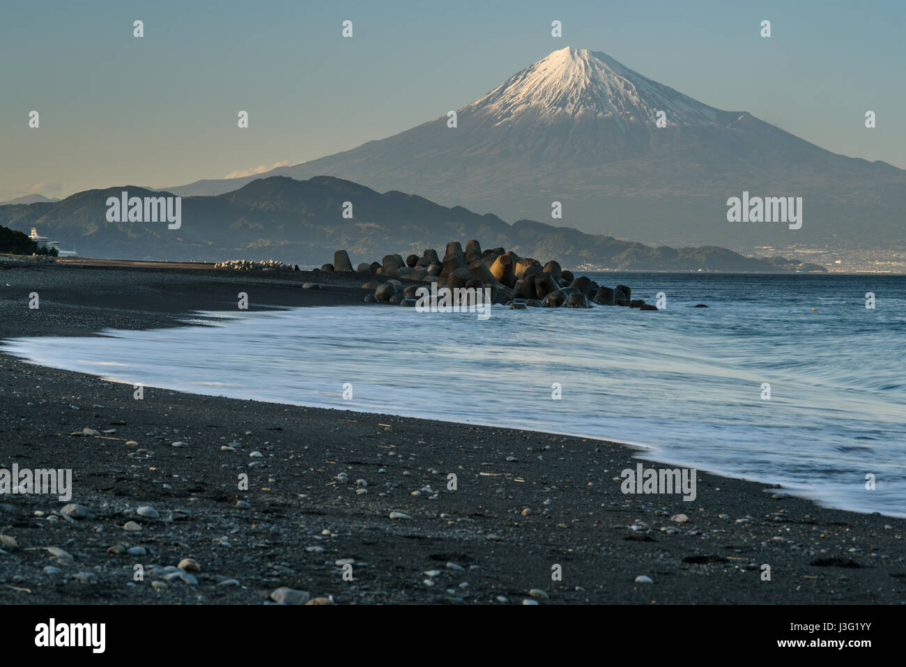 View of mount fuji from the beach Stock Photo - Alamy