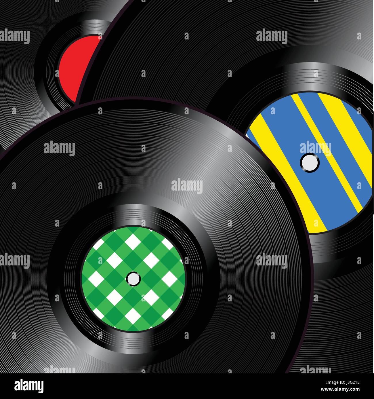 3D Illustration of Black Vinyl Disc Background with Details Stock ...