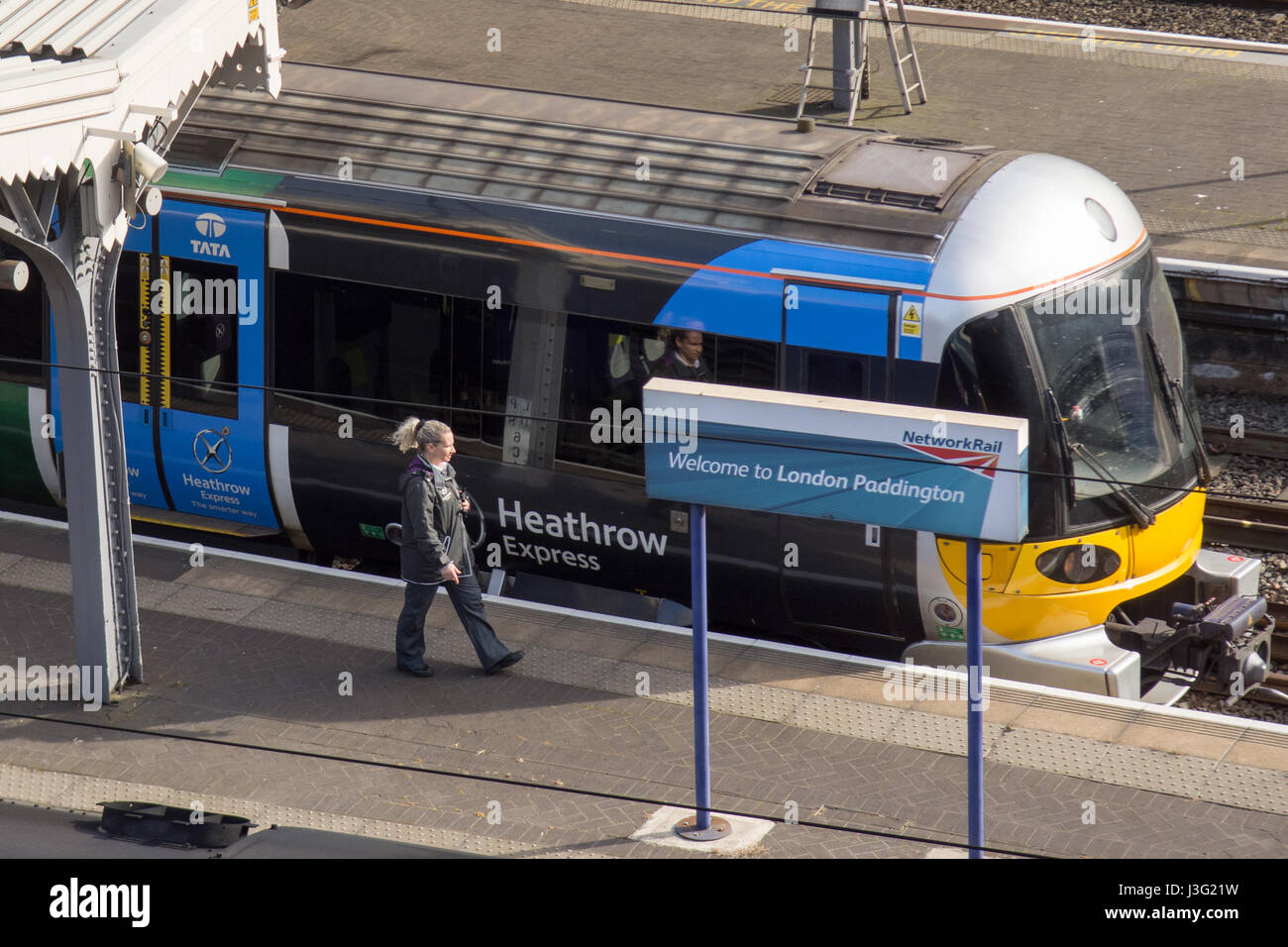 London, England - May 1, 2016: A Heathrow Express Class 332 electric ...
