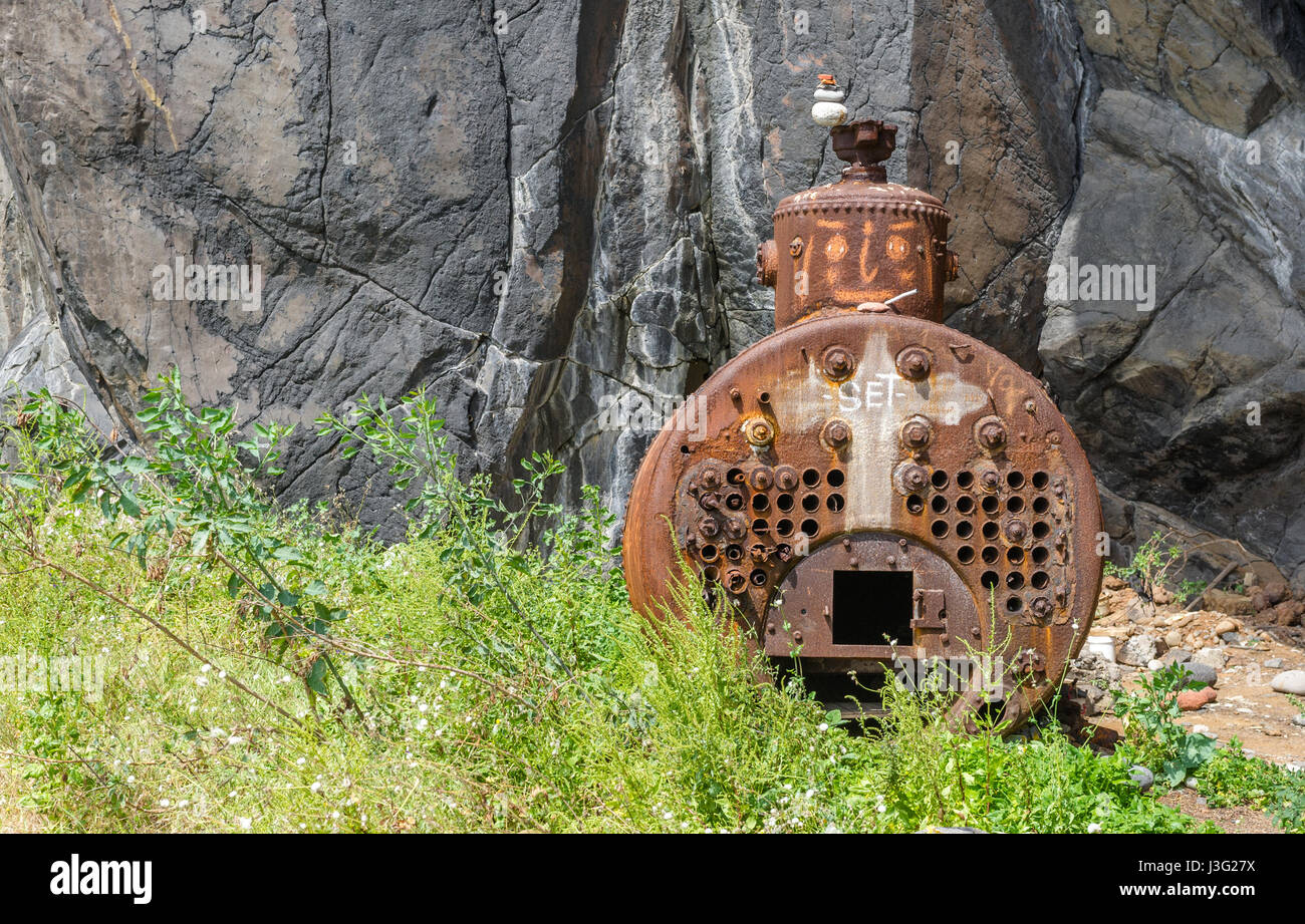 Old rusty coal fired steam boiler Stock Photo - Alamy