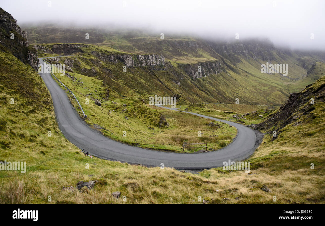 A switchback hairpin bend on the small single-track lane climbing the ...
