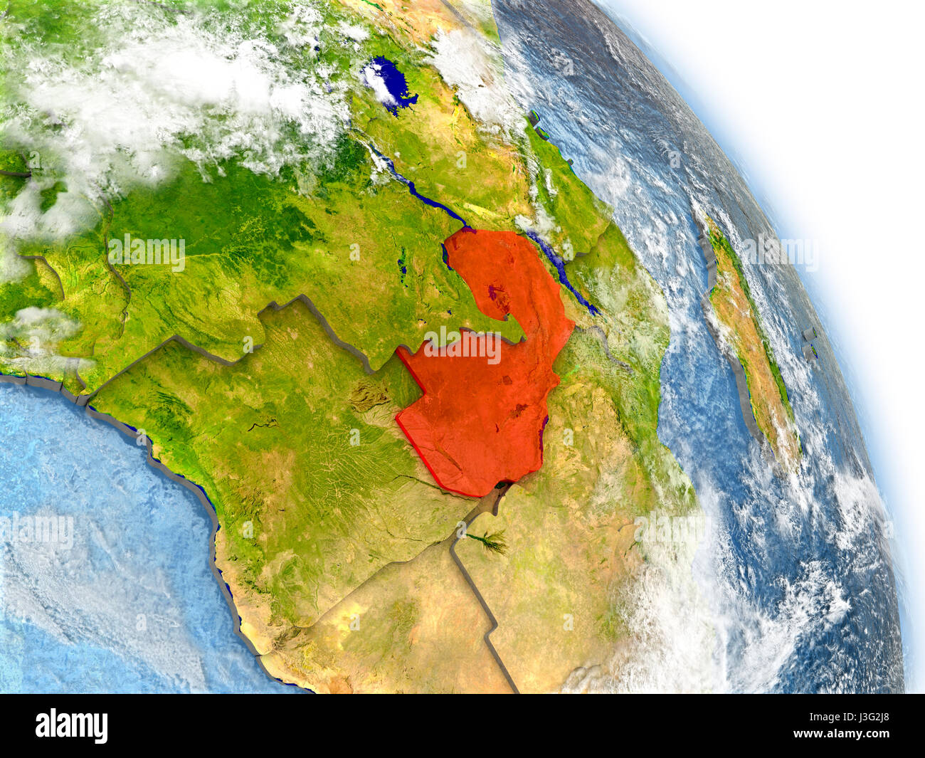 Zambia map satellite geography hi-res stock photography and images - Alamy