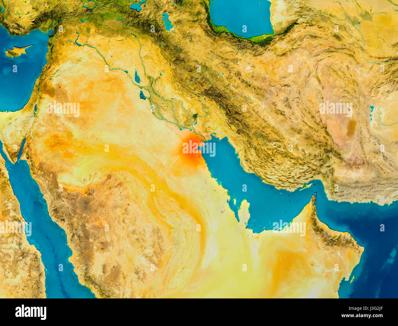 Kuwait map satellite geography hi-res stock photography and images - Alamy