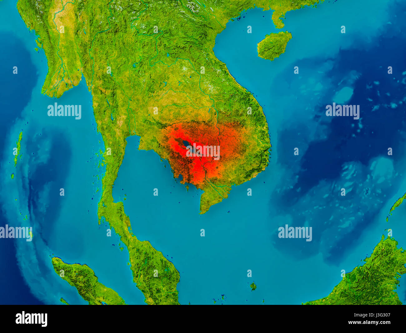 Map satellite geography cambodia hi-res stock photography and images ...