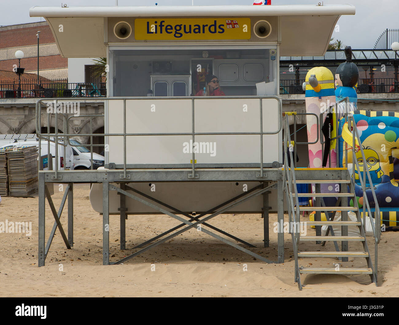 RNLI Lifeguards station on Bournemouth beach Stock Photo - Alamy