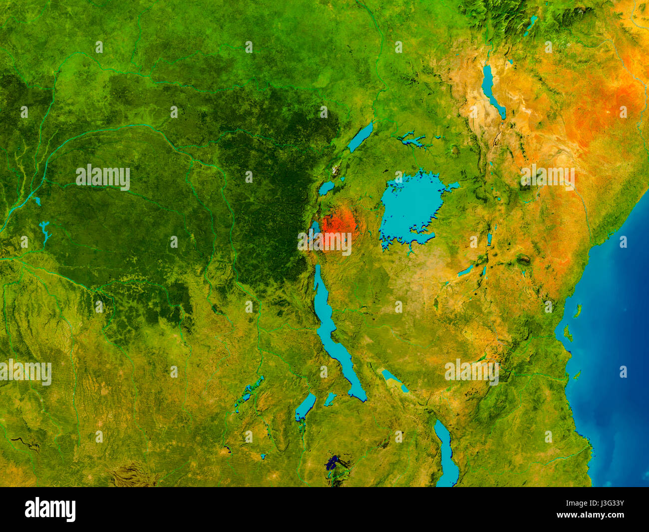 Rwanda map satellite geography hi-res stock photography and images - Alamy