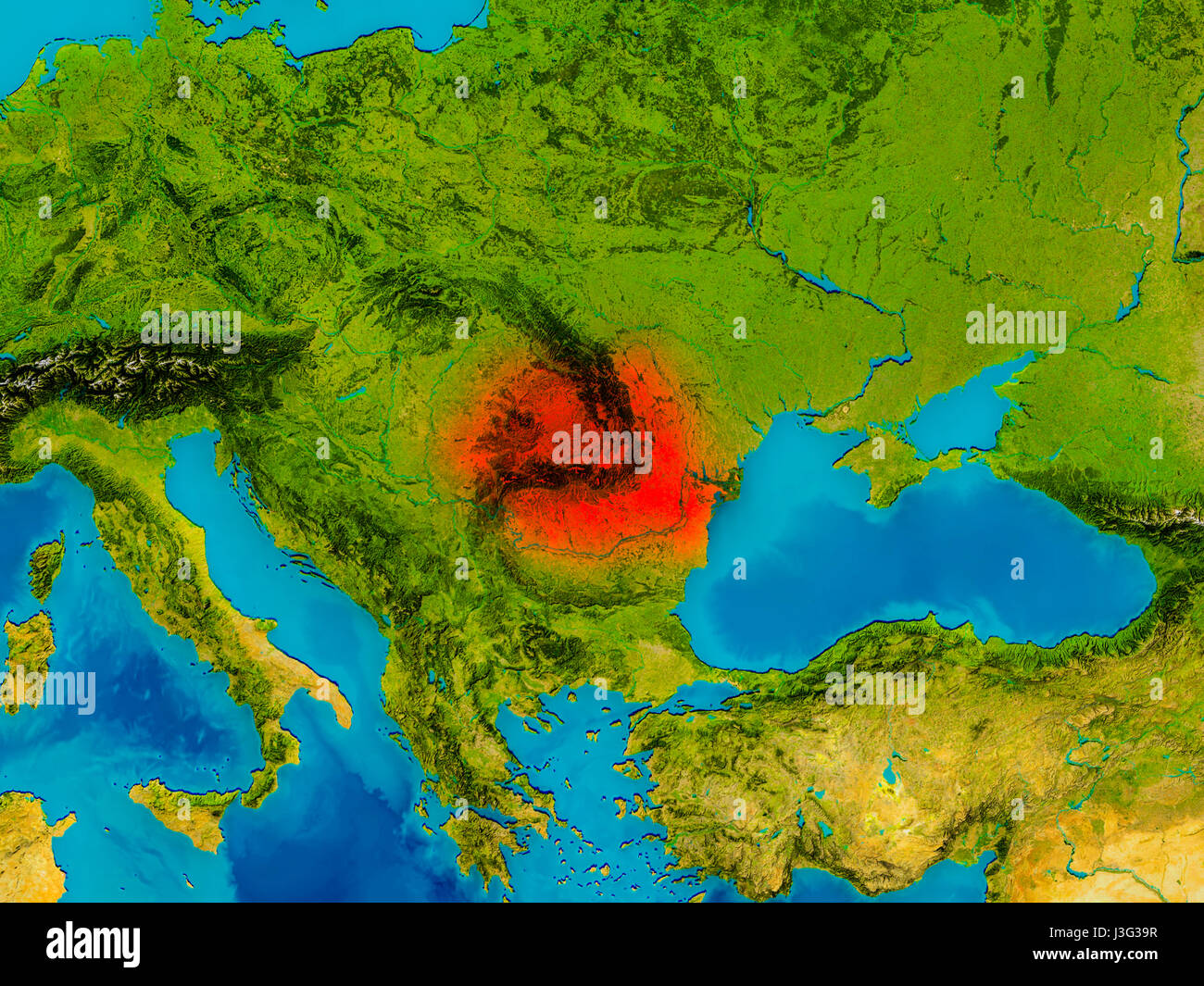 Romanian Physical Map