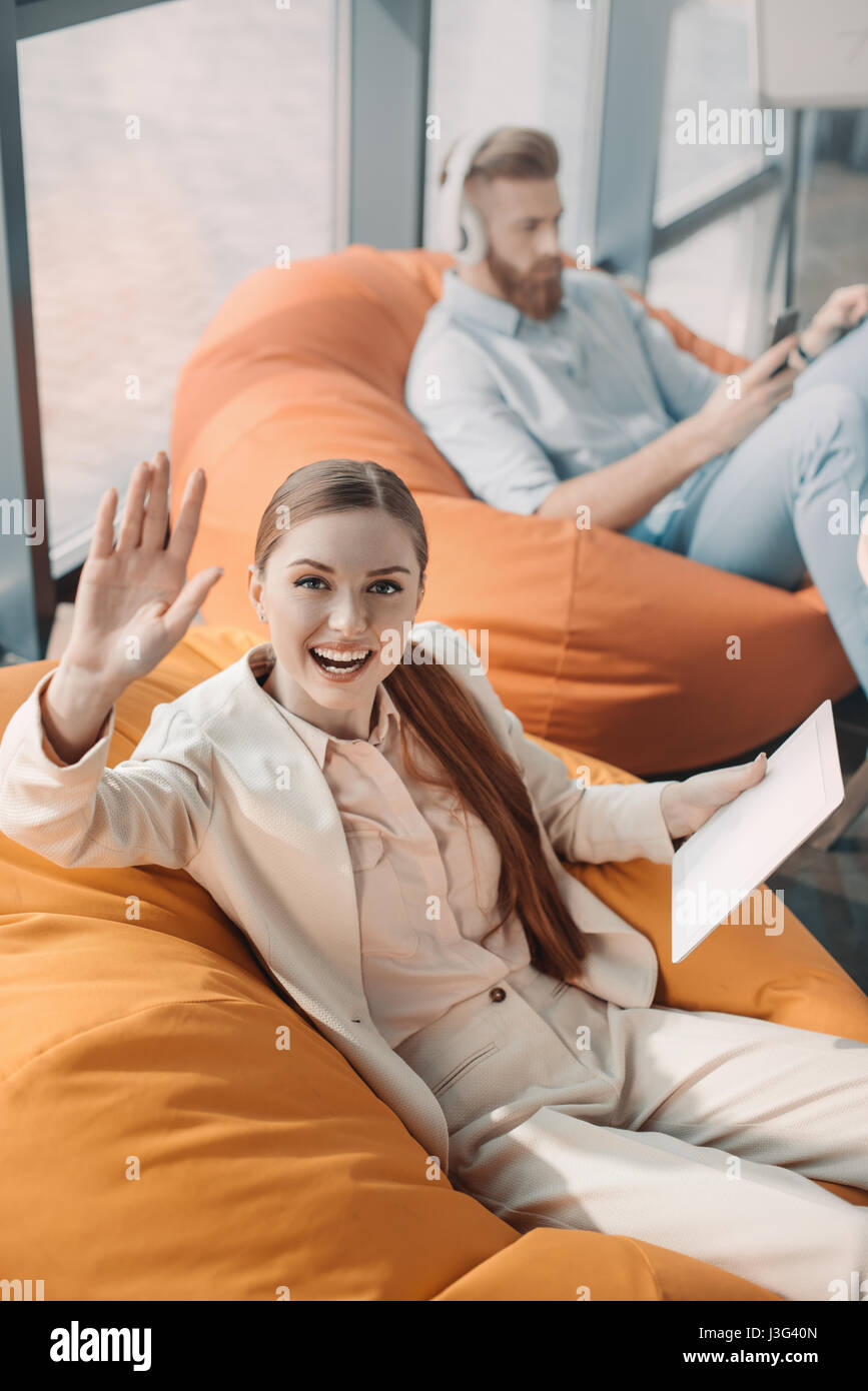 Sitting chairs office behind hi-res stock photography and images - Alamy
