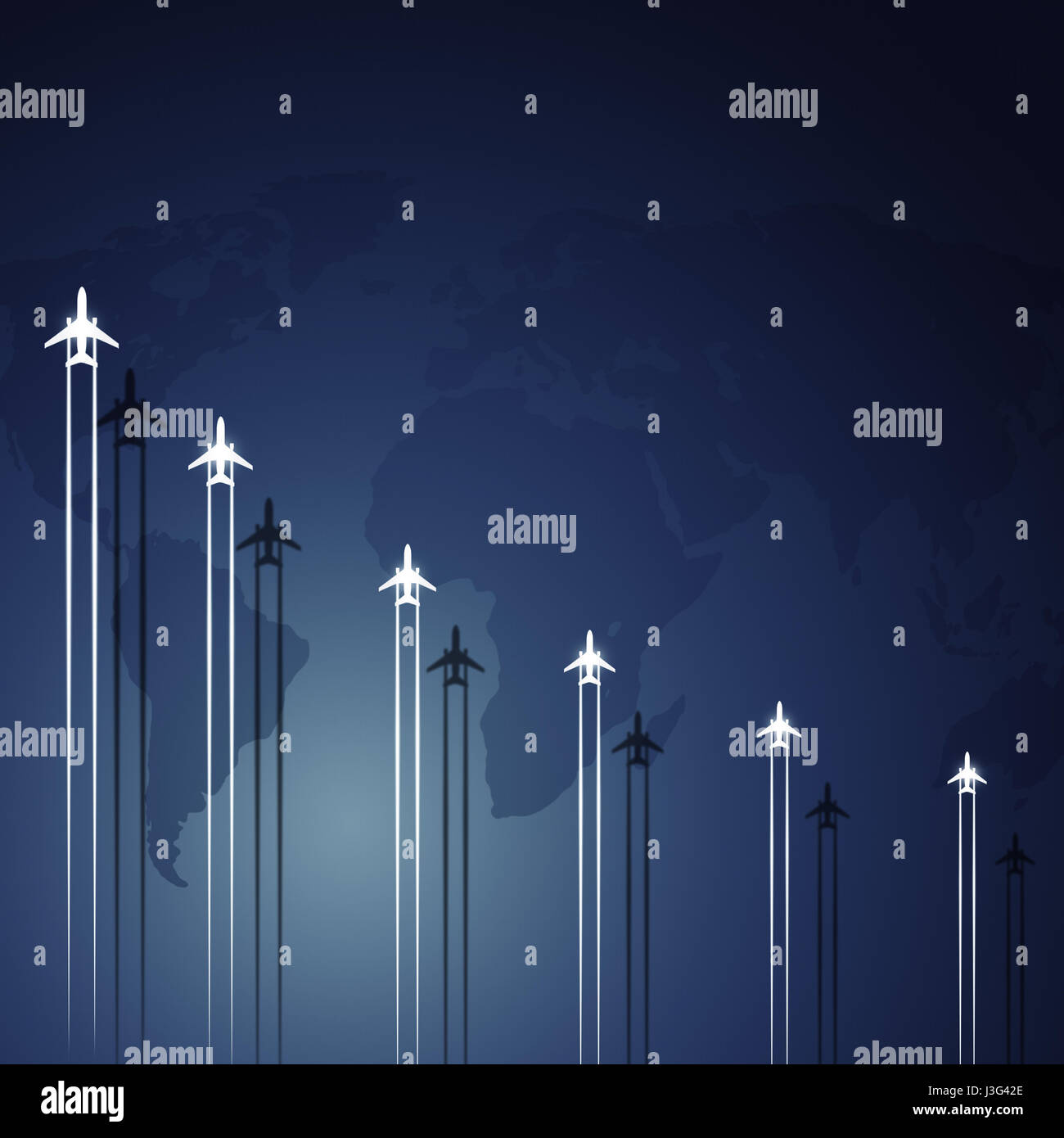 aviation background with airplanes flying over the map Stock Photo - Alamy