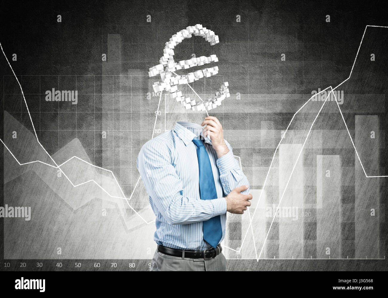 Faceless businessman with euro sign instead of head Stock Photo - Alamy