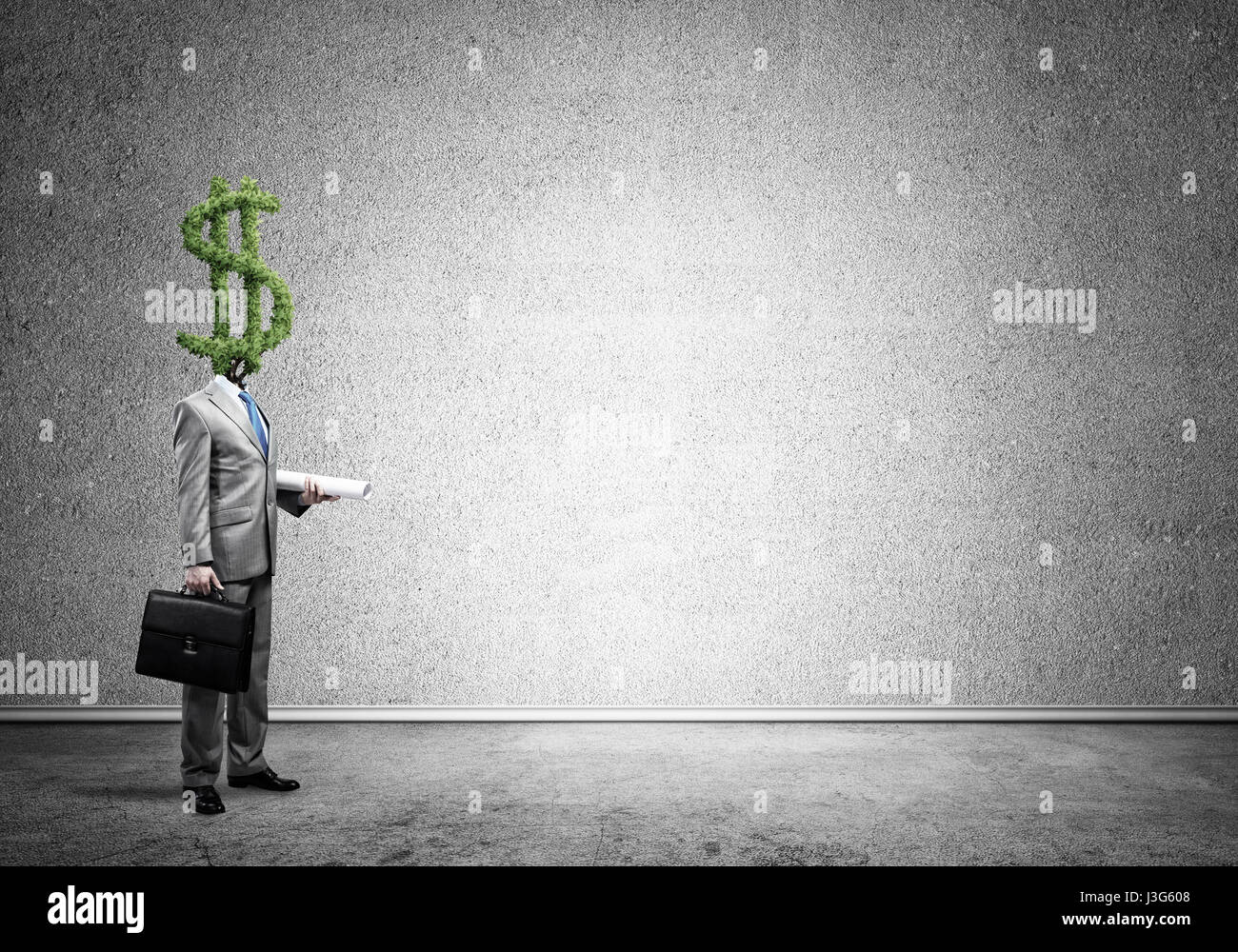Faceless businessman with dollar green sign instead of head Stock Photo ...