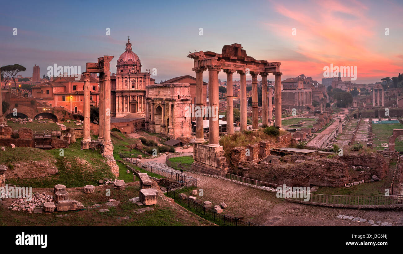 Panorama of Roman Forum (Foro Romano) in the Morning, Rome, Italy Stock ...